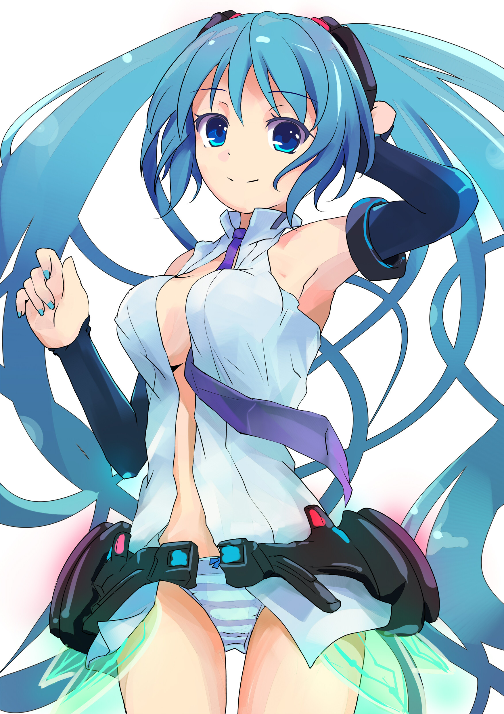 02whip vocaloid vocaloid append hatsune miku miku append pantsu shimapan jpeg artifacts ...